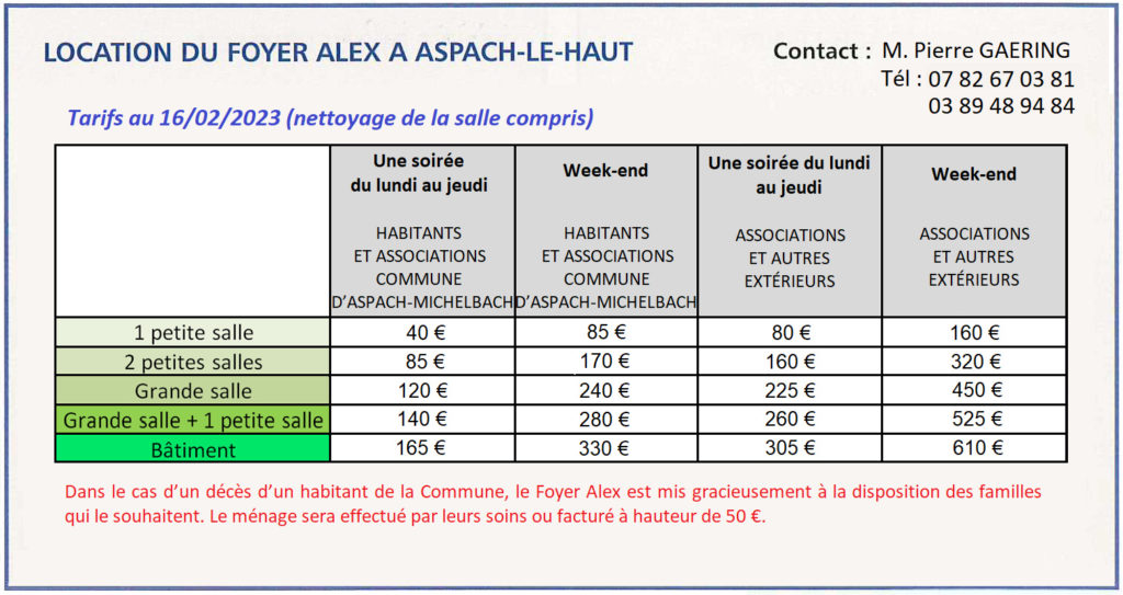 Locations et mises à disposition - Aspach-Michelbach : site de la commune